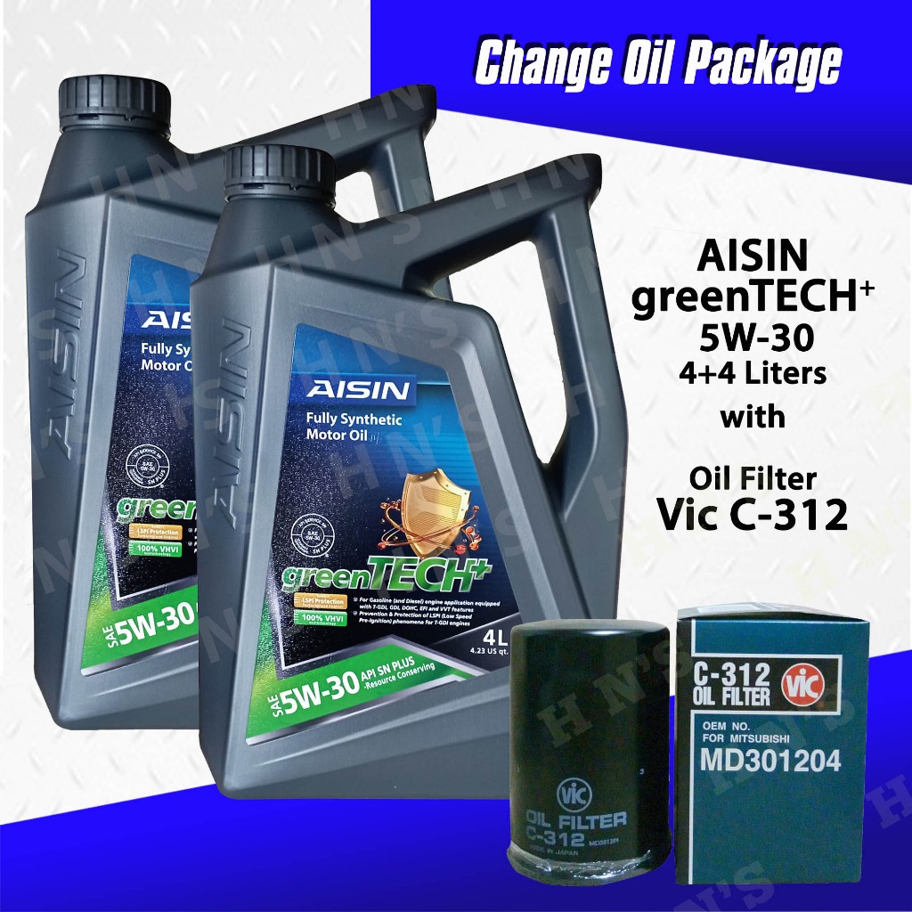 AISIN Fully Synthetic SAE 5W-30 Oil Change Package for Mitsubishi ...