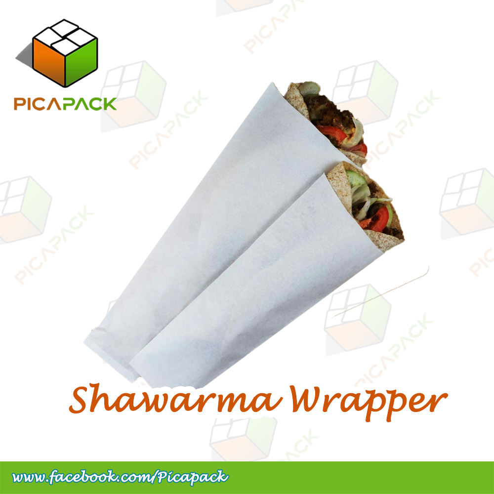 100pcs Shawarma Wrapper PLAIN Pouch Biodegradable Cone Greaseproof ...