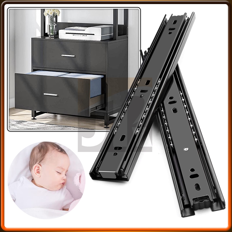 Drawer Slide Rail Three-Section Drawer Guides Roller Slide Track Soft ...