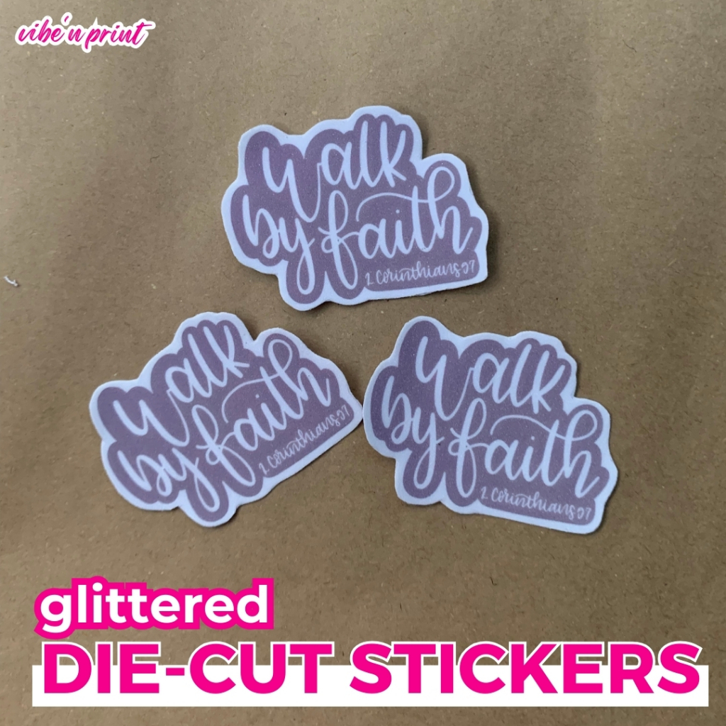 WALK BY FAITH Life Motivational Stickers Die-Cut Vinyl Sticker Glittery ...