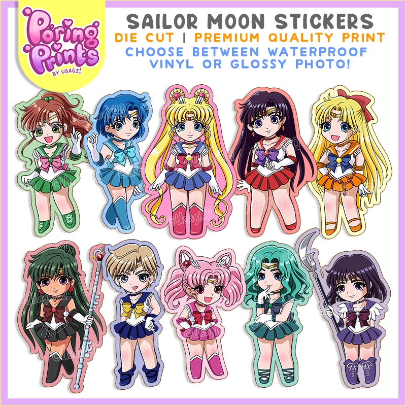 Sailor Moon Sticker Set, Vinyl Waterproof for Gadgets, Tumblers ...