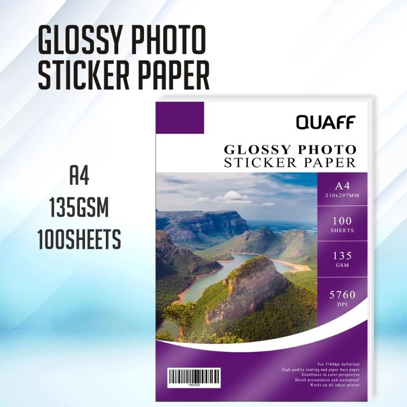 QUAFF PHOTO STICKER PAPER A4 SIZE 100SHEETS 90GSM/135GSM | Shopee ...