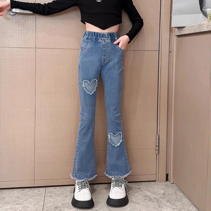 Girls Fashion New Casual Denim Maong Pants Cute Embroided Design ...