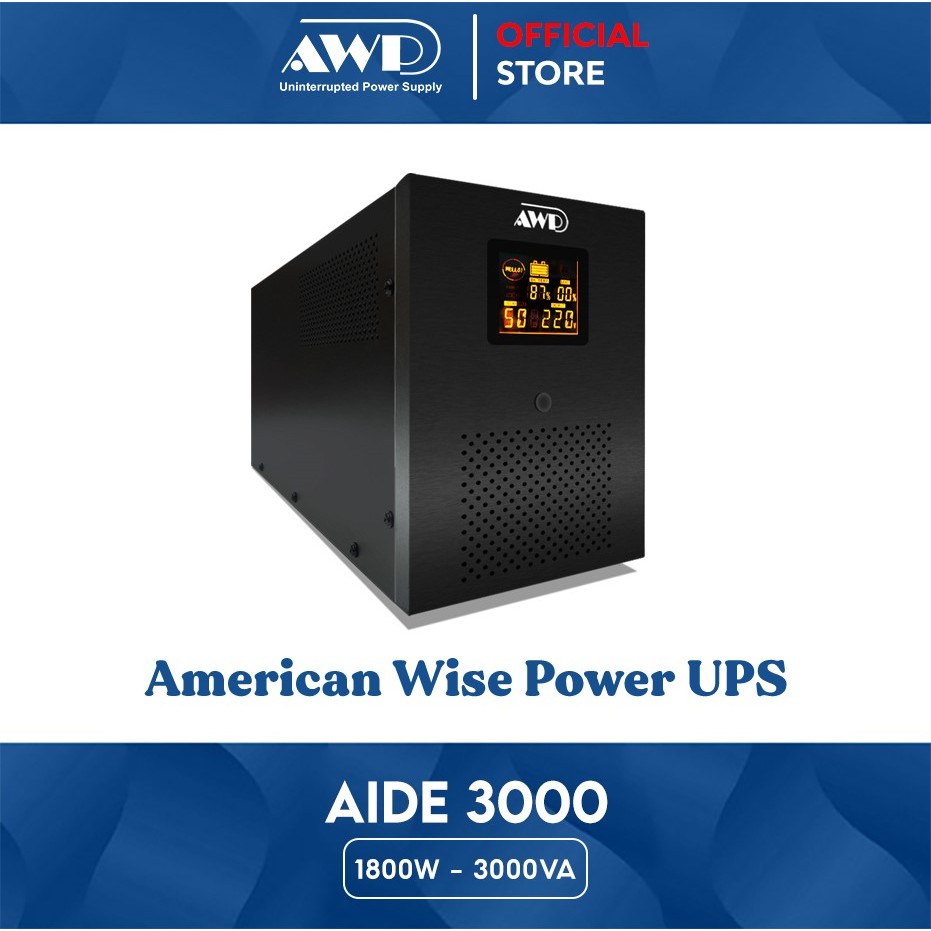 AWP Aide Pro LCD 1800W-3000VA UPS with AVR Uninterruptible Power Supply ...