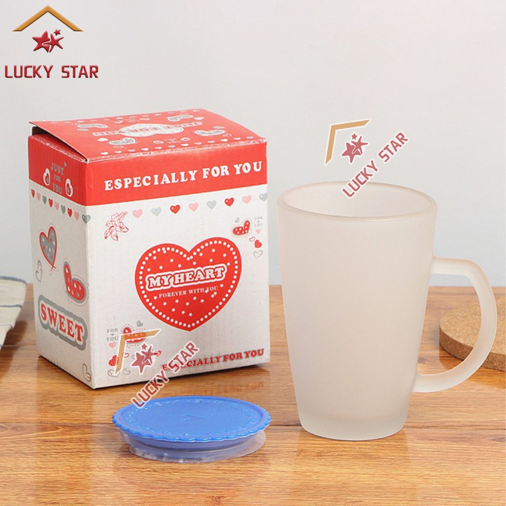 New Frosted Glass Cup Frosted Mug With Lid Milk Cup Gift Mugs for ...
