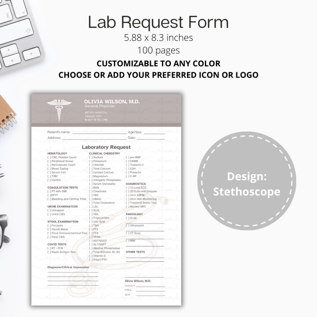Lab Request Form for Medical Professionals (Stethoscope) | Shopee ...