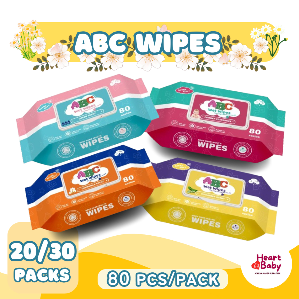 Heart baby ABC Baby Care Scented Wet Wipes 20/30 80 Sheets per pack ...