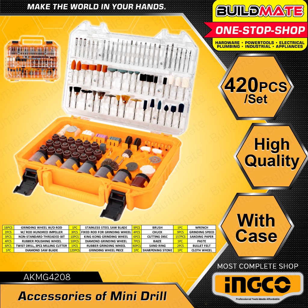 BUILDMATE Ingco 410PCS / 420PCS Accessories Of Mini Drill Set Rotary ...