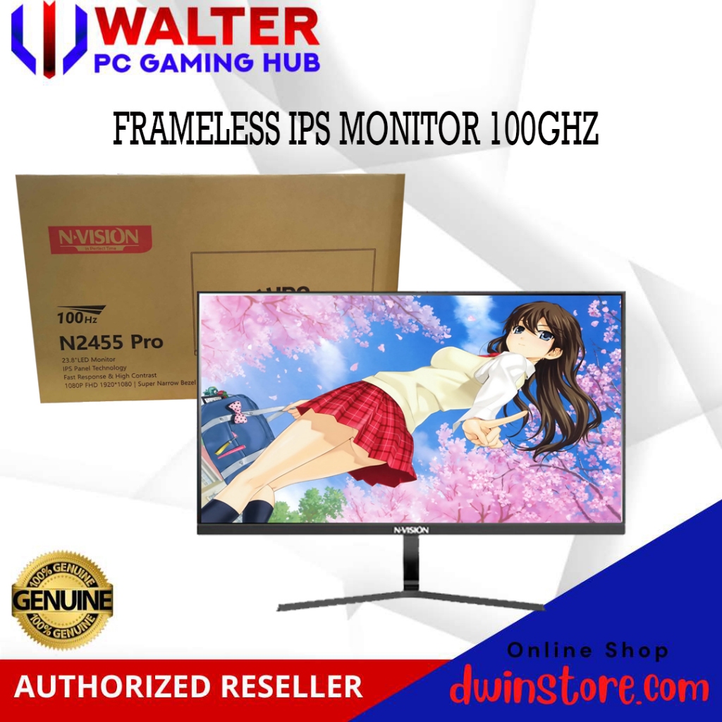 NVISION N2455PRO-B 23.8" FRAMELESS IPS MONITOR 100GHZ | Shopee Philippines