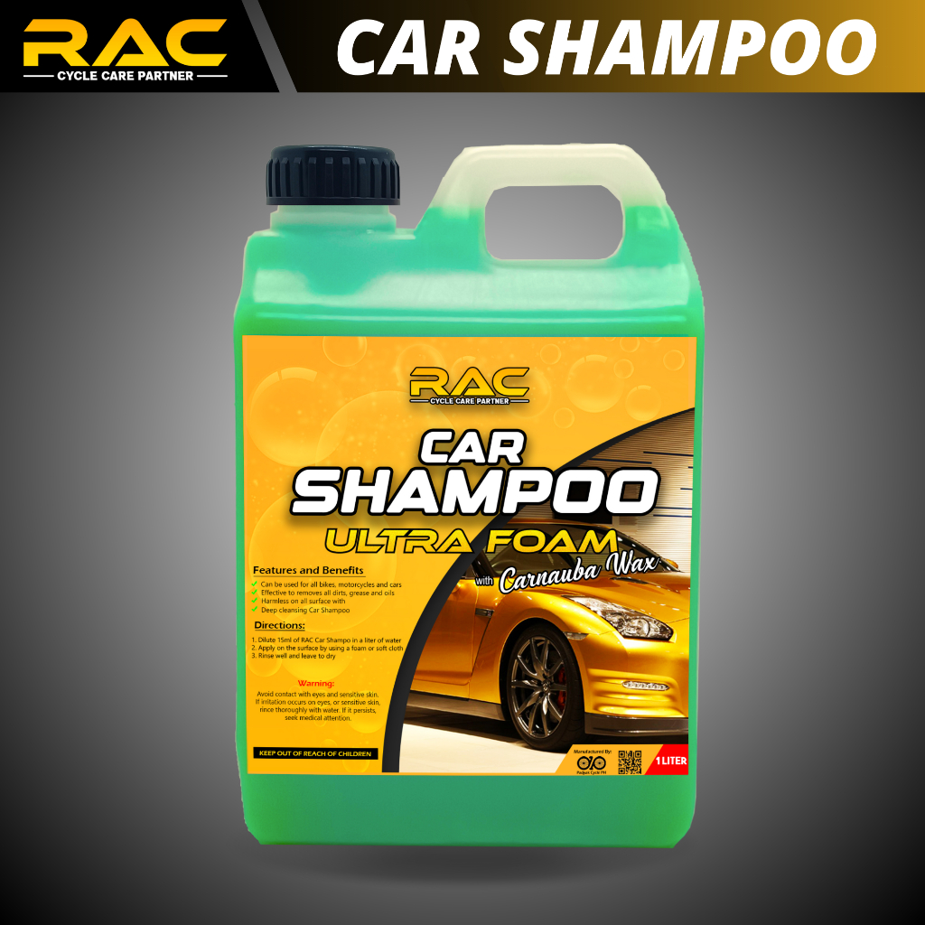 RAC Car/Motorcycle/Bike 1Liter Premium Shampoo Ultra Foam with Carnauba ...