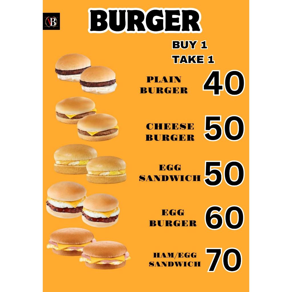 Laminated BURGER Signages A4size makapal 250mic matibay,glossy | Shopee ...