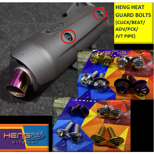 HENG Original Heat guard bolts for CLICK/BEAT/ADV/PCX/JVT PIPE (pair ...