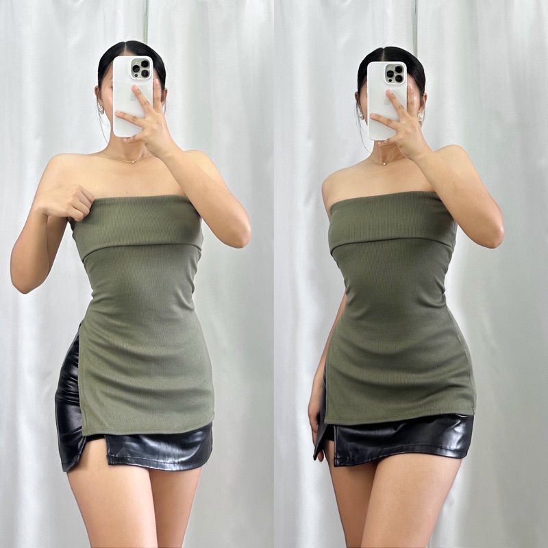 COD | CLASSY TUBE WITH SLIT RIBBED KNIT TOP FITS UP TO SEMI LARGE ...