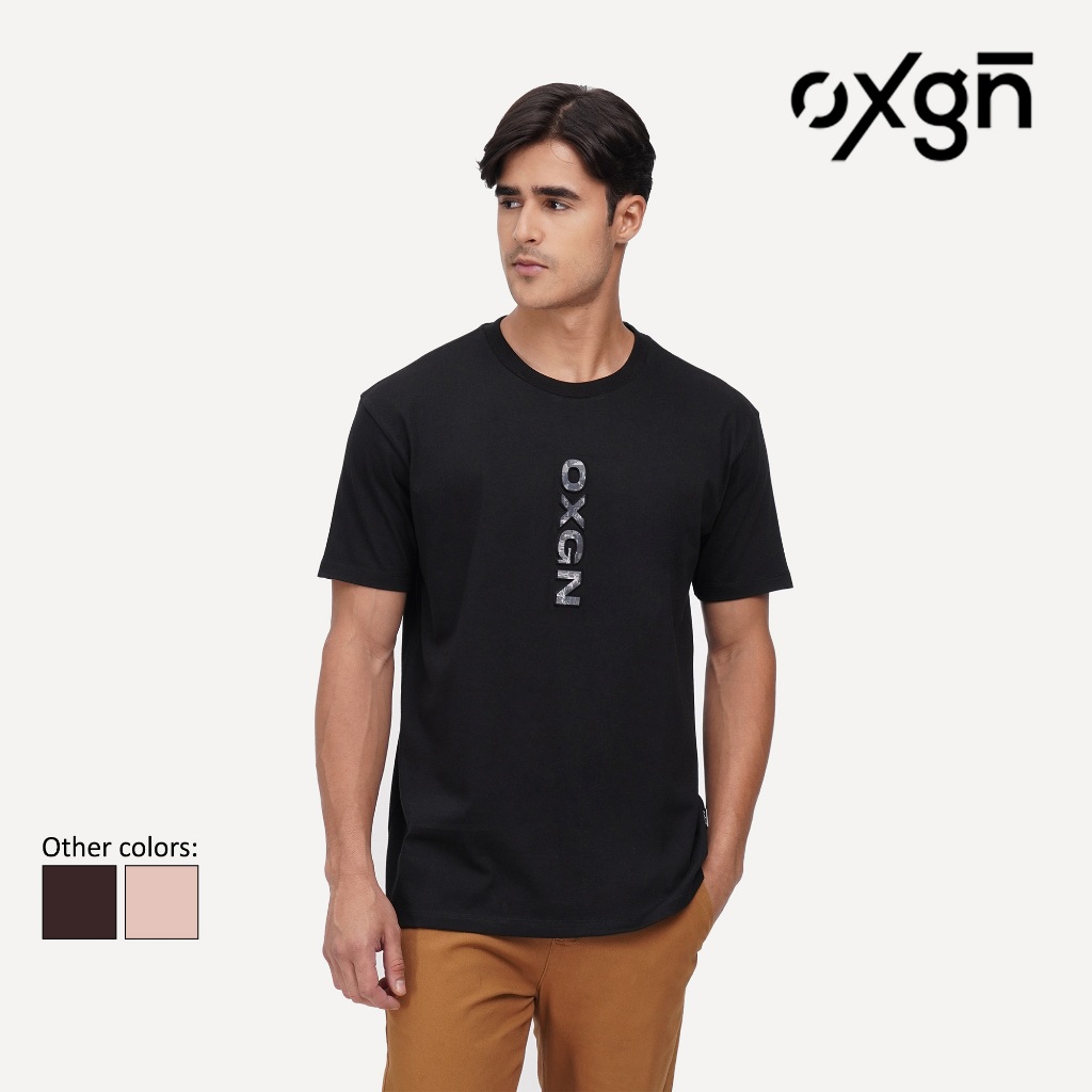 OXGN Logo Embossed Graphic Print T-Shirt For Men (Black/Blush/Brown ...
