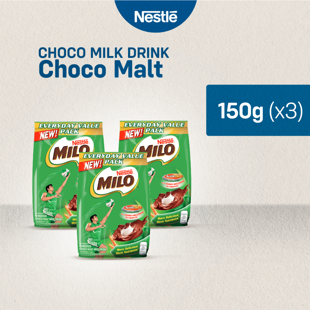 Milo Powdered Choco Malt Milk Drink 150g - Pack of 3 | Shopee Philippines