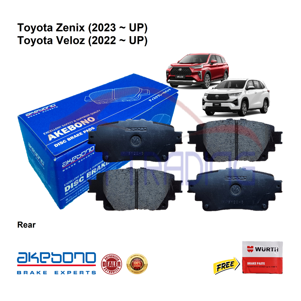 Genuine Akebono Rear Brake Pads for Toyota Zenix (2023~UP), Toyota ...