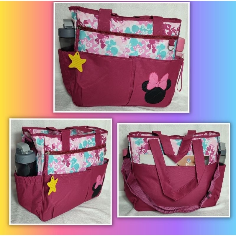 STAR BABY Minnie mouse maroon baby infant diaper bag nursing nursery ...
