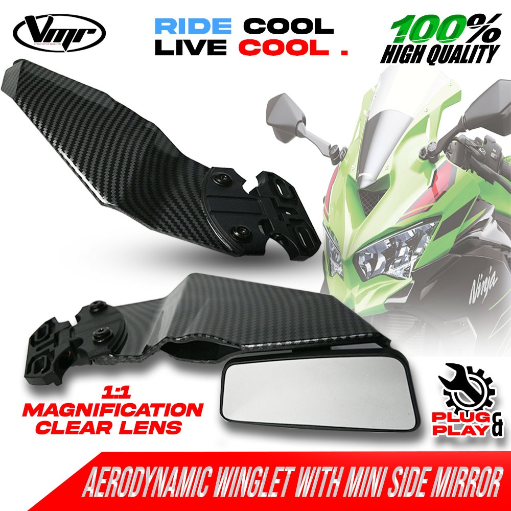 VMR AERODYNAMIC WINGLET CARBONWITH MINI SIDE MIRROR CLEAR LENS | Shopee ...