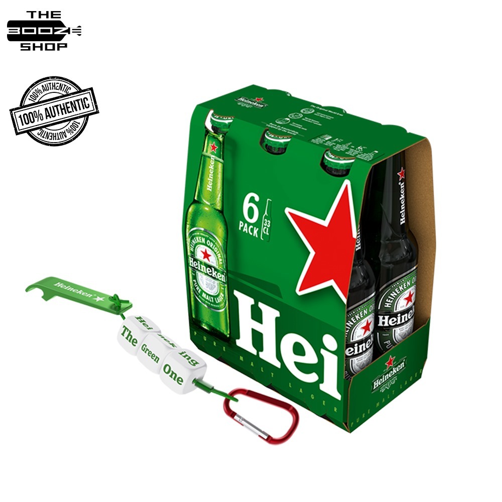 Heineken Original Beer Bottle 330ml 6 Pack with FREE H150 Key Ring ...