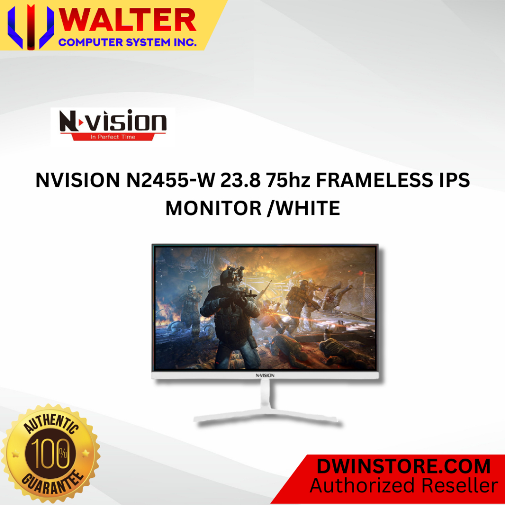 NVISION N2455-W 23.8 75hz FRAMELESS IPS MONITOR /WHITE | Shopee Philippines