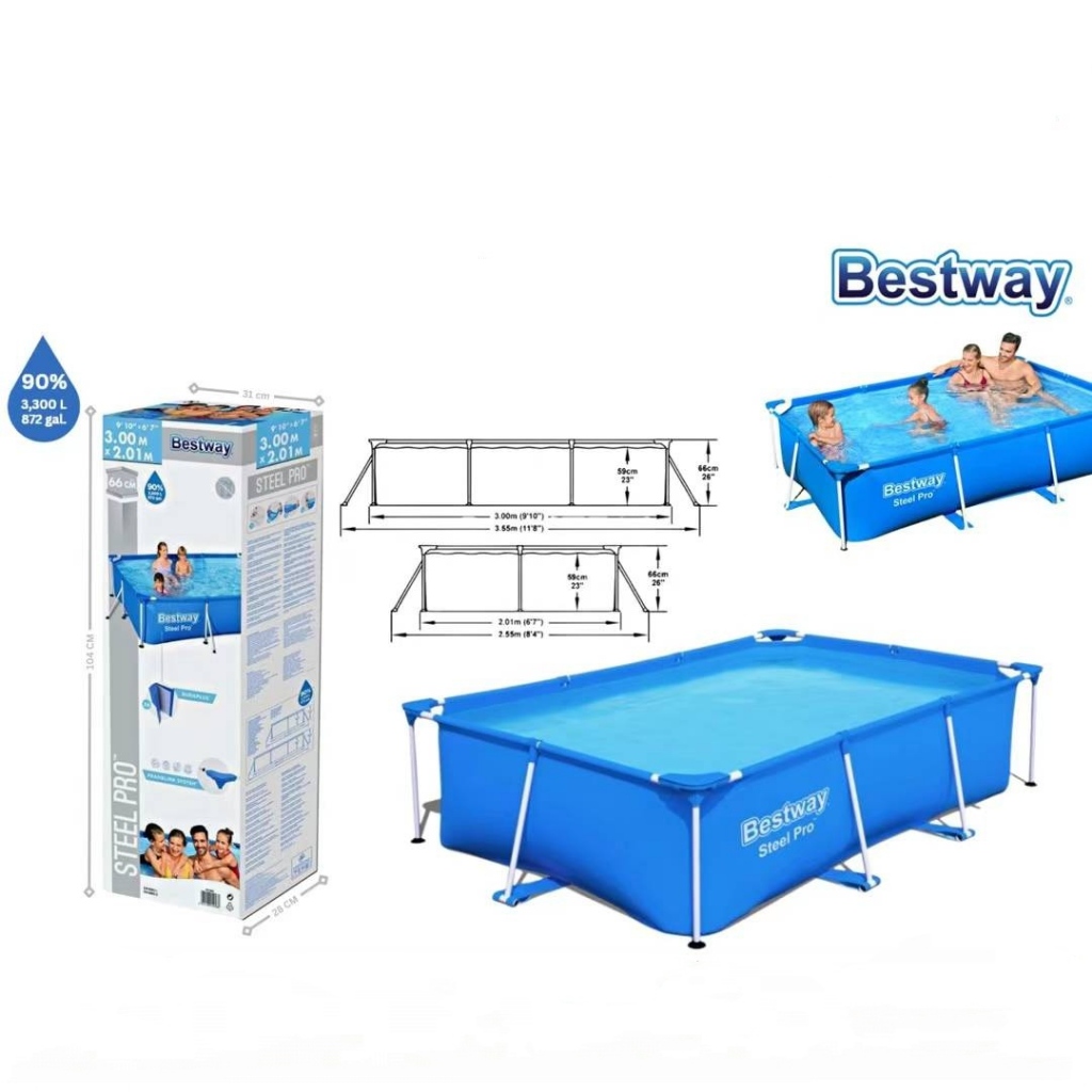 BESTWAY 3M STEEL PRO POOL with FREEBIES! | Shopee Philippines