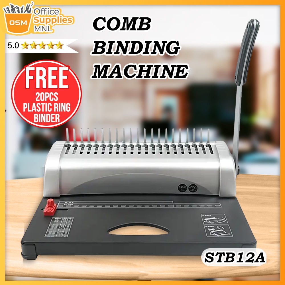 Comb Binding Machine STB12A A4 Size 21 Holes Punched Sheets FREE 20PCS PLASTIC RING BINDER ...