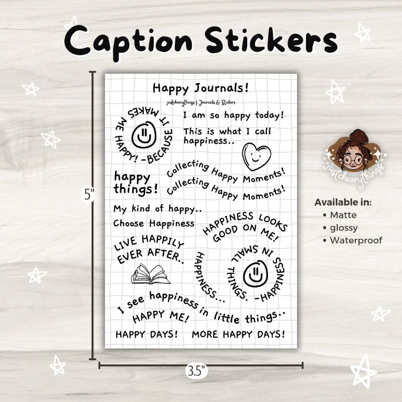 Happy Caption Sticker Set 21 in 1 Waterproof Stickrs for Photos Journal ...