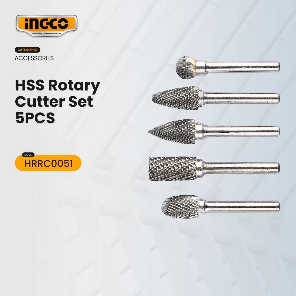Ingco 5PCS HSS Rotary Cutter Set Tungsten Carbide Burrs Milling Diamond ...