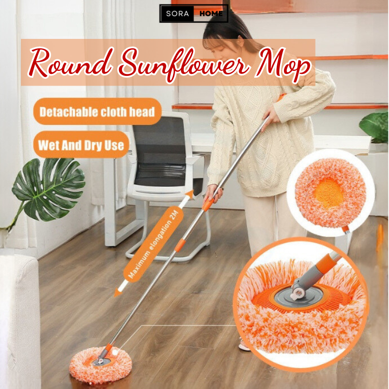 Extendable Floor Mop Round Mop For Wall and Ceiling, Replacement Mop ...