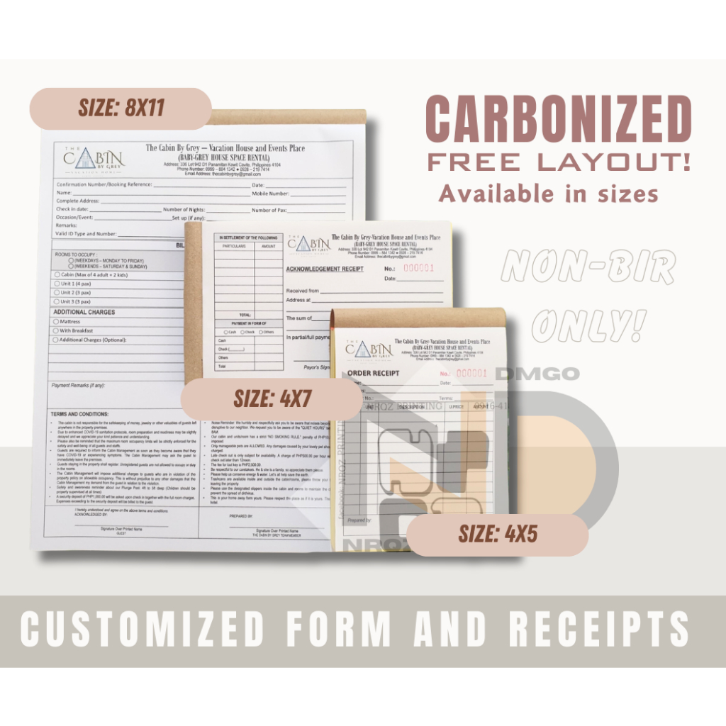 CUSTOMIZED FORMS and RECEIPTS -- Carbonized | Shopee Philippines