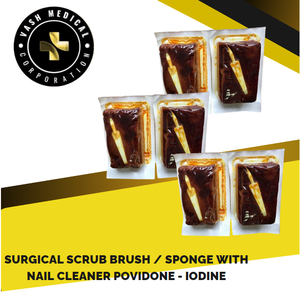 SURGICAL SCRUB BRUSH / SPONGE WITH NAIL CLEANER POVIDONE - IODINE ...