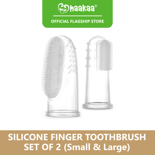Haakaa Silicone Finger Toothbrush Set of 2pcs (Small & Large) | Shopee ...