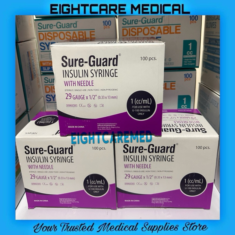 SURE-GUARD® INSULIN SYRINGE WITH NEEDLE 29GAUGEx1/2” (0.33x13mm ...