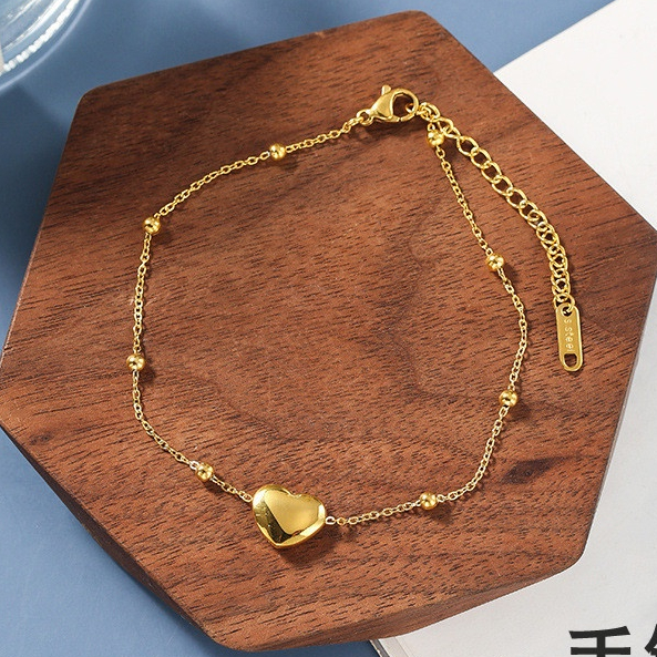 HB Jewelry GAL Gold Plated Dotheart Link Chain Bracelet Fashion ...
