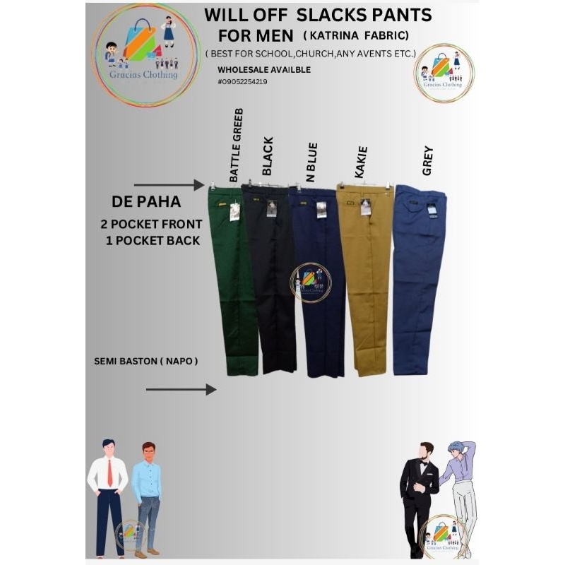 WELL OFF ADULT SLACKS(work, office,church etc.) | Shopee Philippines
