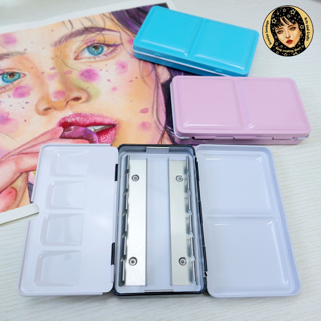 Empty Watercolor Tin Palette Small Portable Travel Metal Paint Box ...