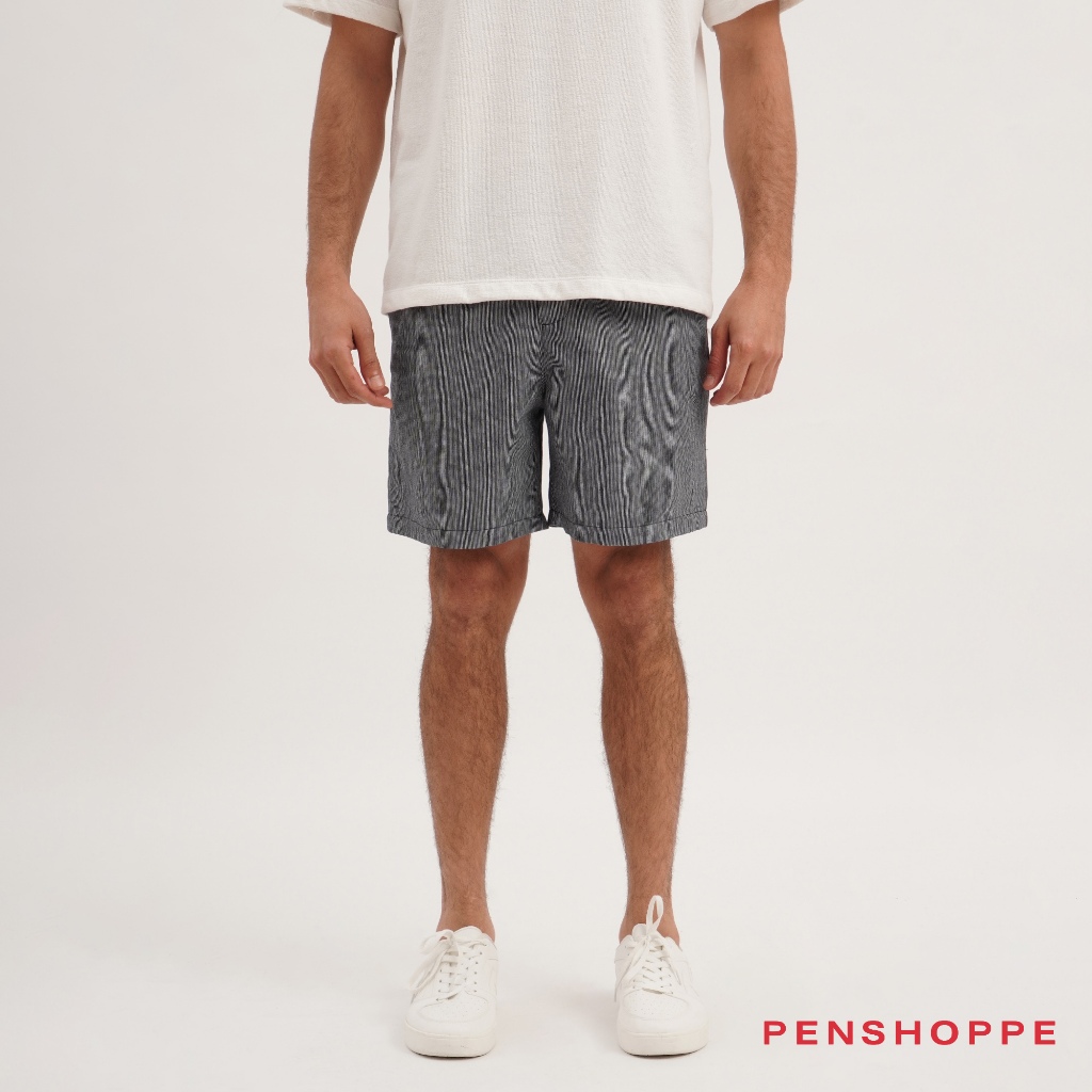 Penshoppe Dress Code Relaxed Fit Dressy Twill Thousand Stripe Shorts ...