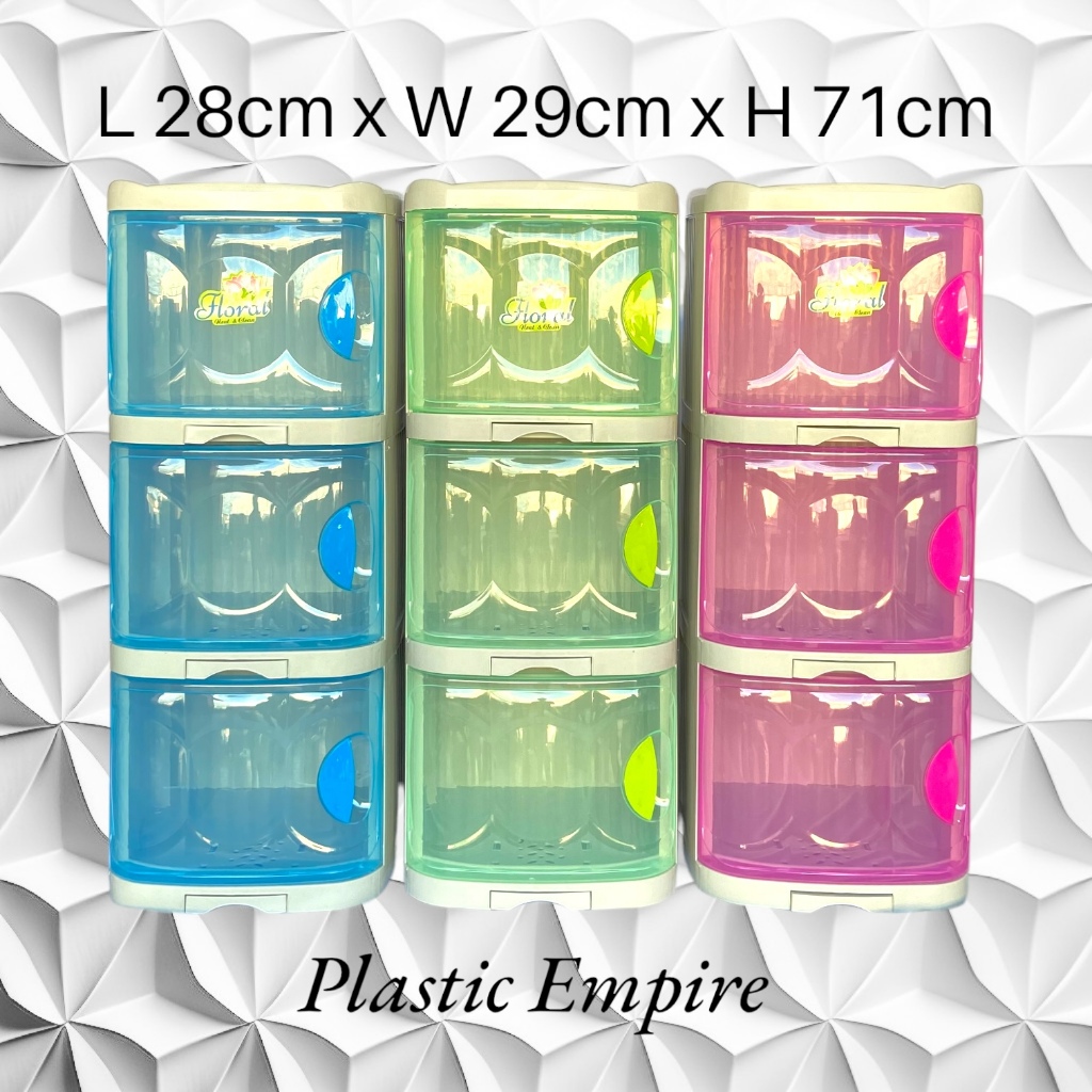 Uniglobal Mini Floral 3Layer Dish Cup LeftOver Food Rack Storage With ...