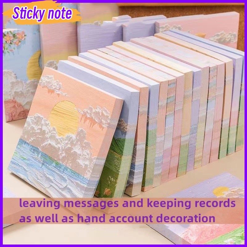 80 Pcs Oil Painting Notepad Sticky Post Memo Notes Landscape Three ...