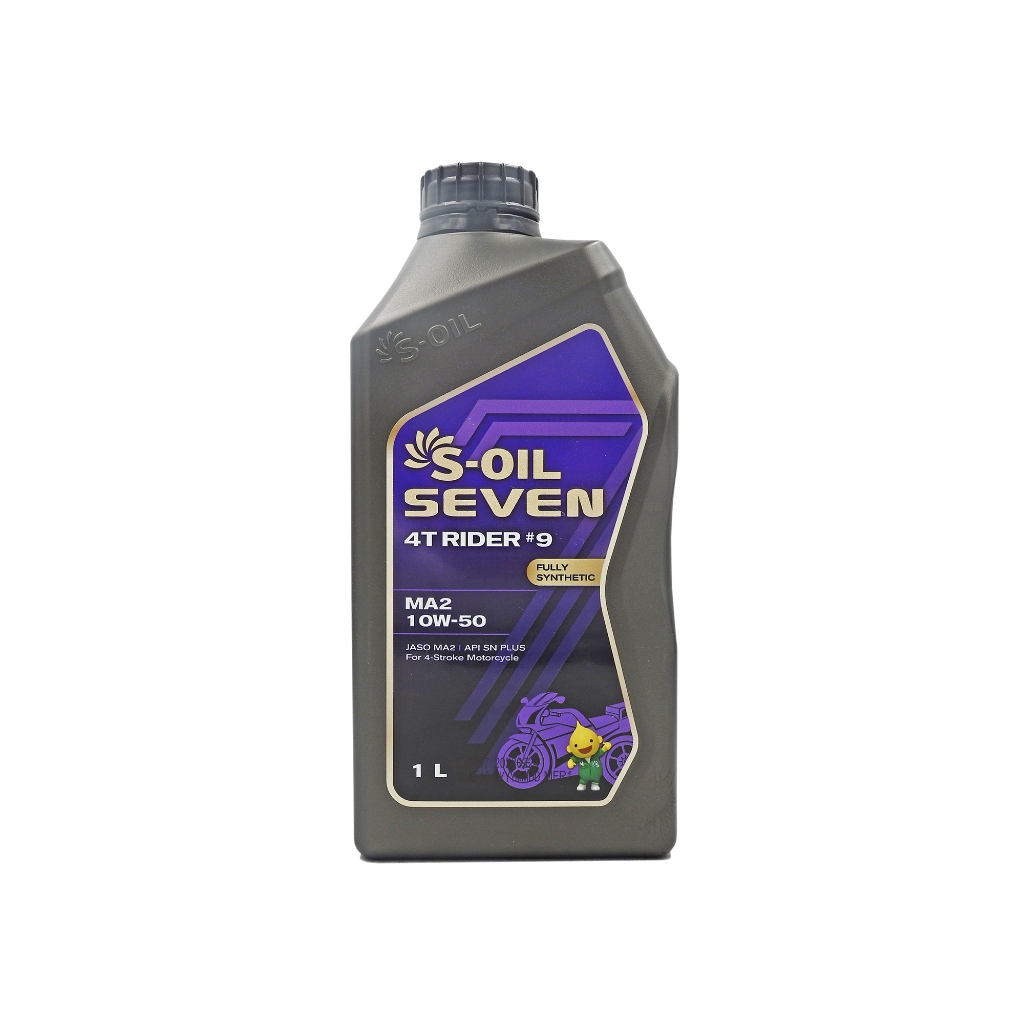 S-Oil Seven 4T Rider #9 SN+/JASO MA2 10W50 Fully-Synthetic Motorcycle Engine Oil (1 Liter ...