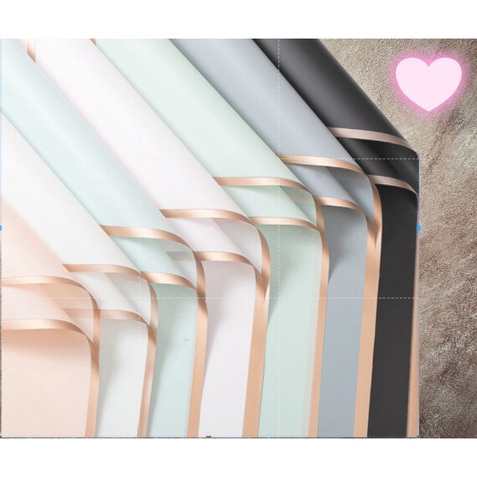 JHS Flower Wrapping Paper Gold Border Jelly Color Packaging Paper Matte ...