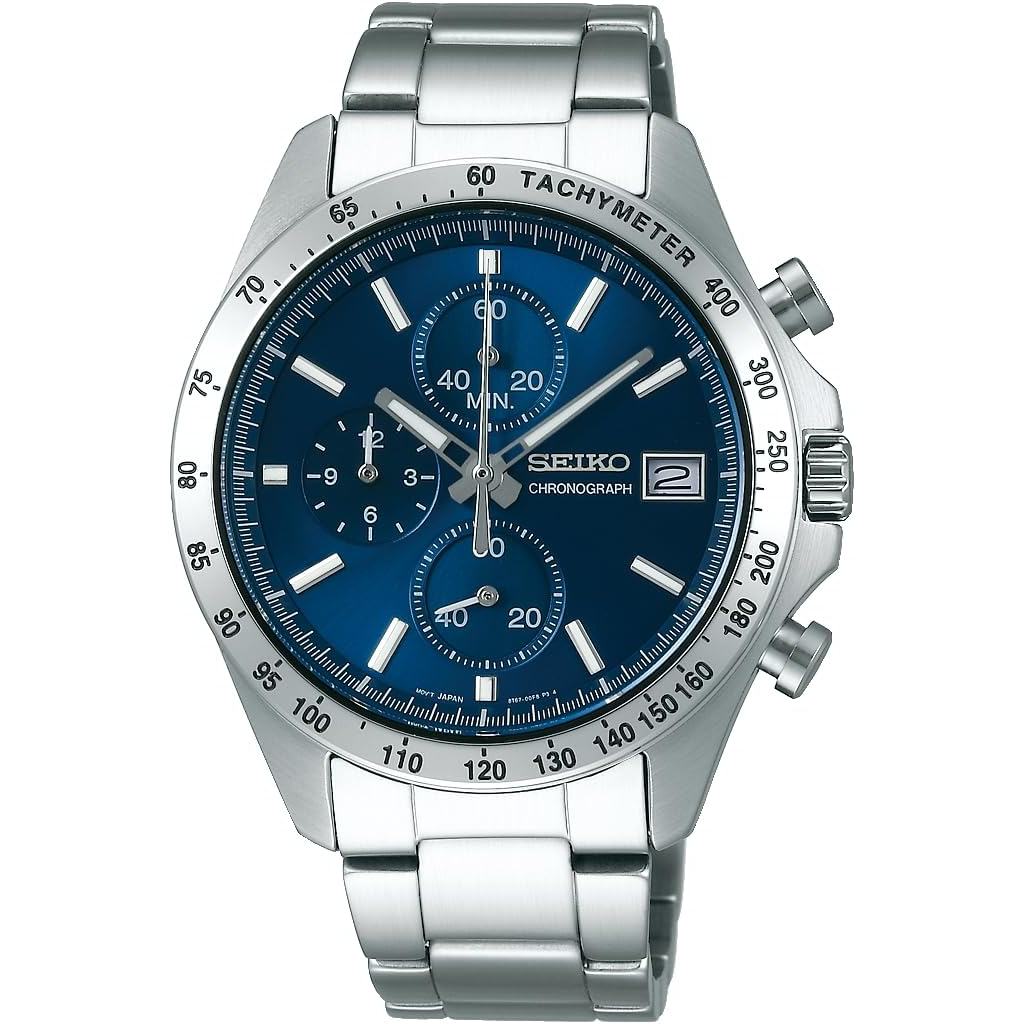 Seiko Selection Men's Quartz Chronograph, Dial: Blue (3 vertical eyes ...