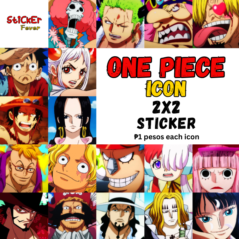 StickerFever Anime Icons Sticker ONE PIECE Design 2x2 inch Size ...