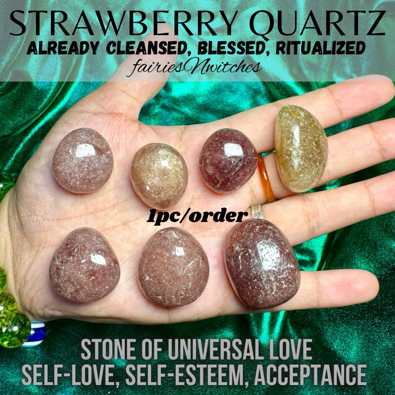 1 piece Strawberry Quartz Crystal pocket stone for healing & joy ...