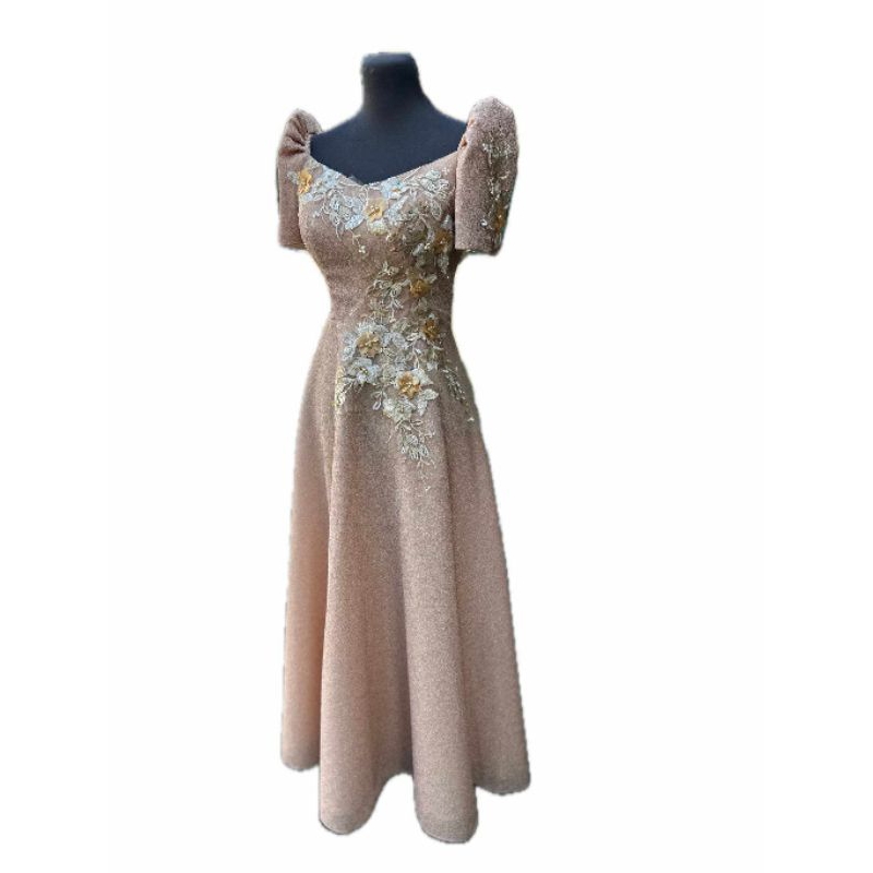 Modern Filipiniana Dress aline baloon candy crash fabric | Shopee ...