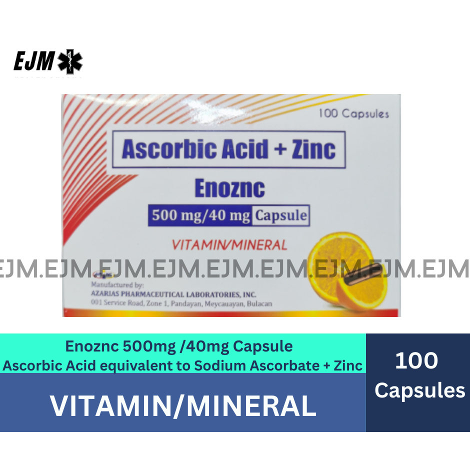 ENOZNC Sodium Ascorbate + Zinc 500mg/40mg Capsule - 100 capsules ...