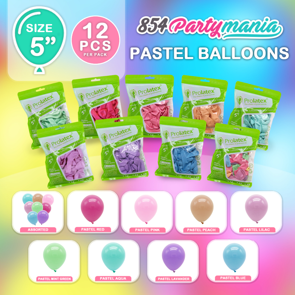 12PCS Balloons Size 5 Pastel Macaroon Prolatex Birthday Party Needs ...