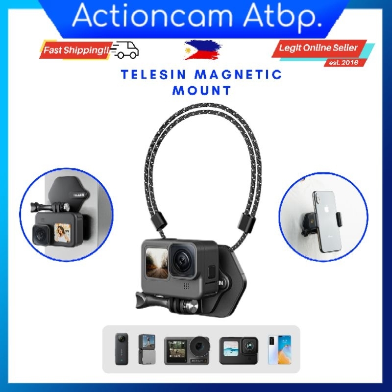 TELESIN Magnetic Mount for GoPro, Insta360, Osmo Action, SJCAM, AKASO ...