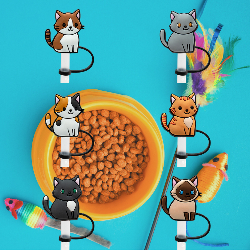 Cute Cats Straw Cover for Straws 8mm Hole Size (For Stanley, Starbucks ...