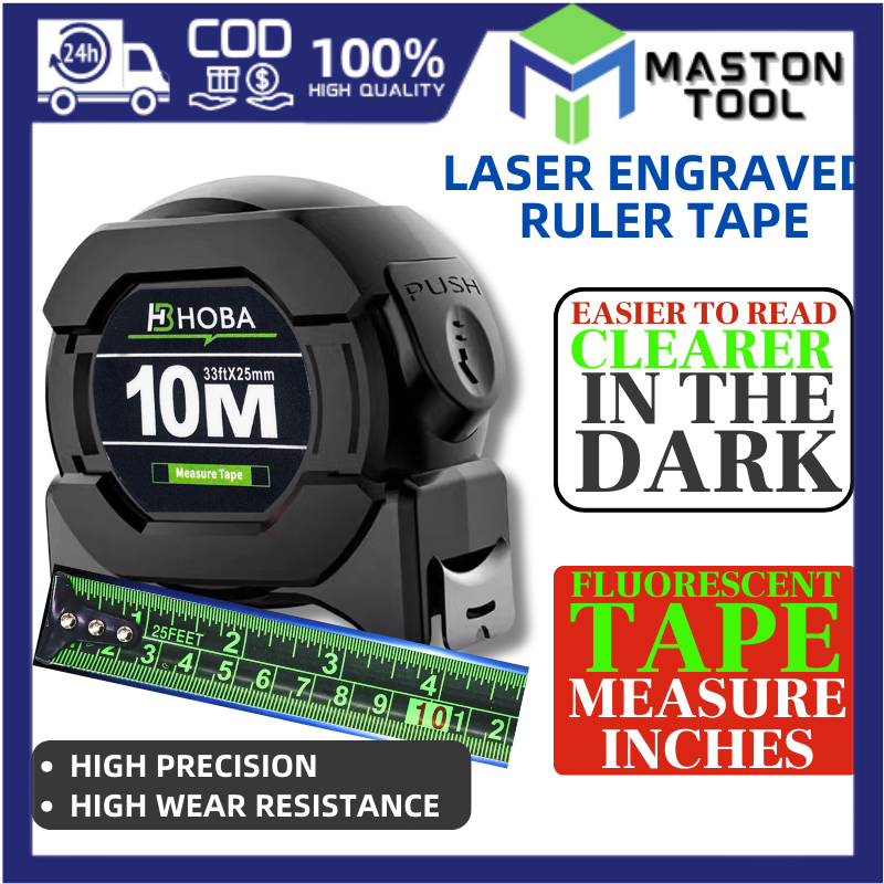 【Inches Scale】Steel Measuring Tape Levels Auto Lock Metro Fluorescerous ...